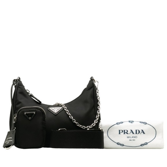 Prada | Bags | Prada Shoulder Bag Nylon Leather Black | Poshmark
